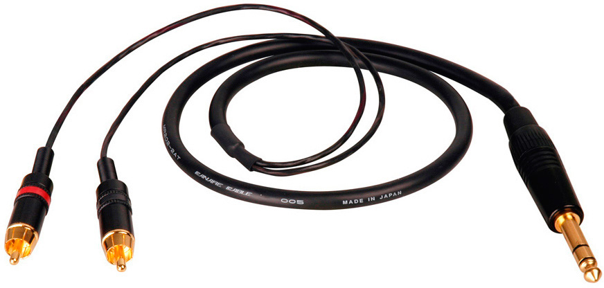 Connectronics Premium Y-Cable - 1/4 Inch TRS Male To 2 - RCA Males -3ft