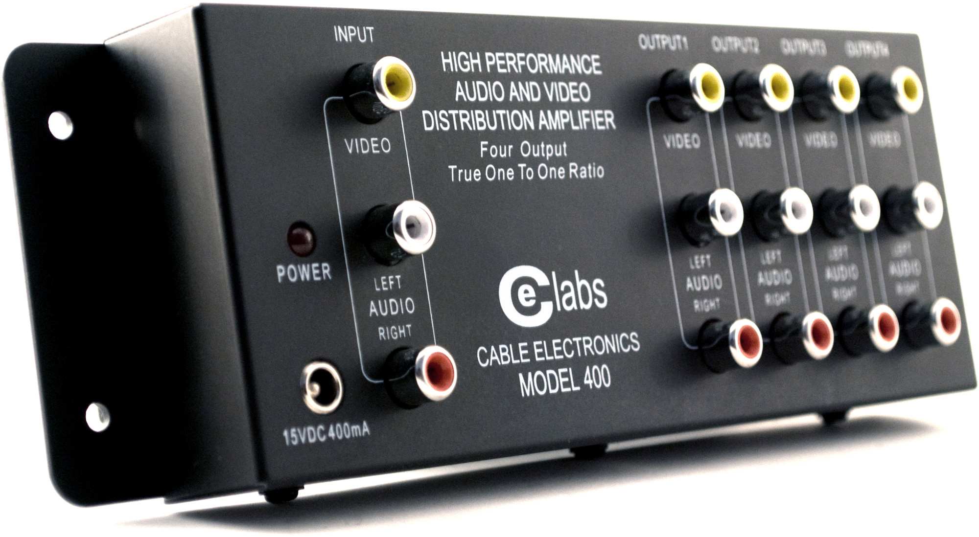 CE Labs AV400 1x4 Composite Video & Stereo Audio RCA Distribution Amp