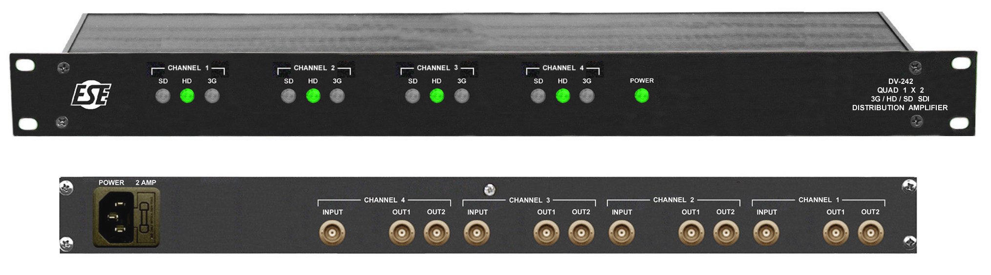 ESE DV-242 3G/HD/SD SDI Reclocking Distribution Amplifier