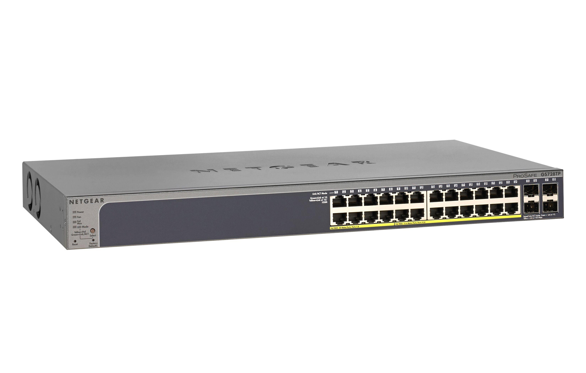 Netgear Gs728tp 100nas Prosafe 28 Port Gigabit Poe Plus Smart Managed Switch With 4 Dedicated 