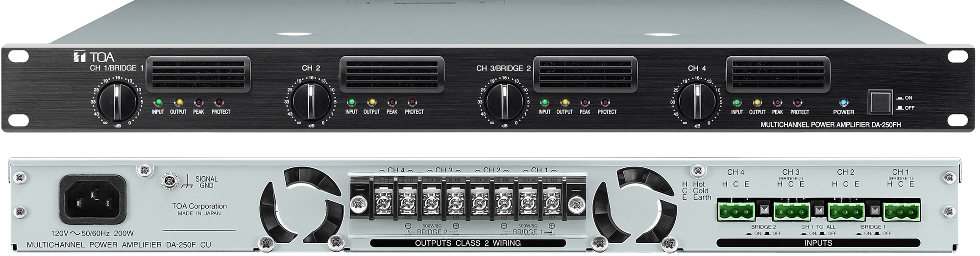 TOA DA-250FH Digital Power Amplifier 4x250W @ 70V