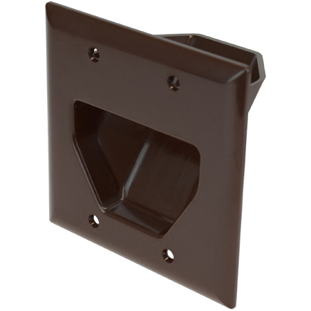 Datacomm 45-0002 2 Gang Recessed Low Voltage Cable Plate - Brown