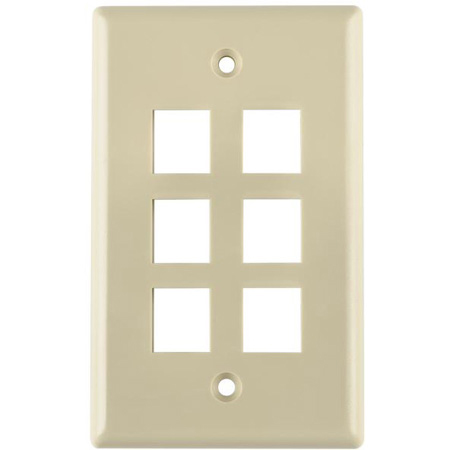 Six Port Flushmount Keystone Faceplate Ivory