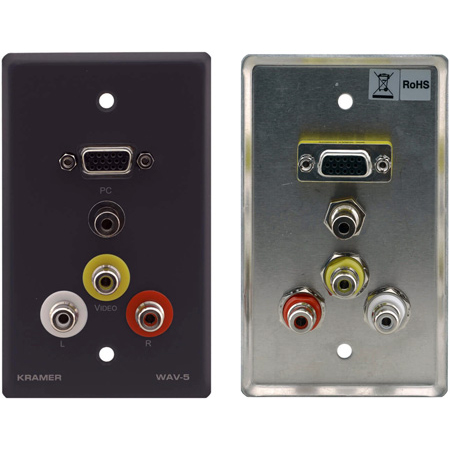 Kramer WAV-5(G) Passive Wall Plate - 15-pin HD - 3.5mm Stereo Audio and ...