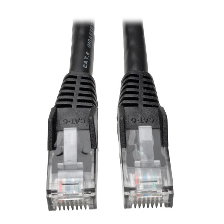Tripp Lite N201-025-BK Cat6 UTP Gigabit Snagless Molded Patch Cable (RJ45 M/M) - Black - 25 Foot