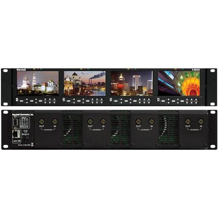 Marshall V-MD434-3GSDI Quad LCD Rack Mount with Modular 3G-SDI Input/Output