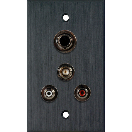 My Custom Shop WPBA-1129 1-Gang Black Anodized Plate w/ 2-RCA Barrels/1 ...