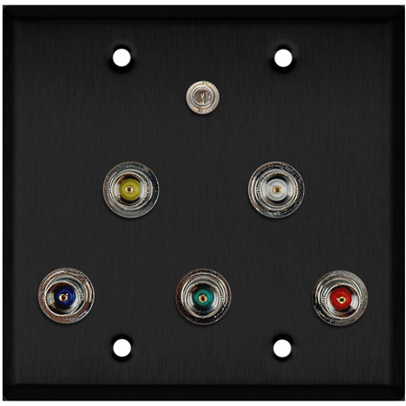 My Custom Shop 2-Gang Black Anodized Wall Plate w/ 5 BNC RGBHV Barrels ...