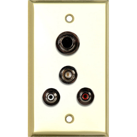 My Custom Shop 1-Gang Brass Wall Plate w/ 2 RCA Barrels / 1 BNC Barrel ...