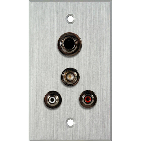 My Custom Shop 1-Gang Clear Anodized Wall Plate w/ 2-RCA Barrels/1-BNC ...
