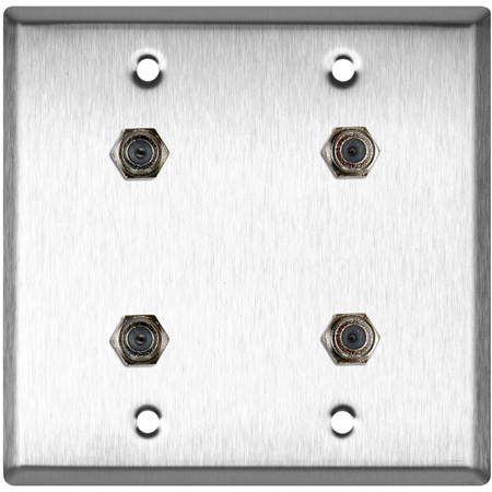My Custom Shop 2-Gang Stainless Steel Wall Plate w/ 4 F- Female Barrel ...