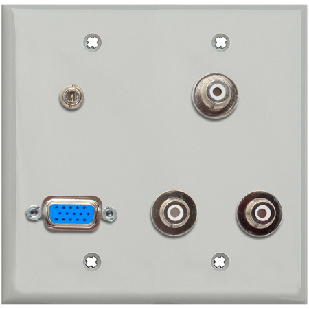 My Custom Shop 2-Gang Gray Lexan Wall Plate w/ 1-HD15F/3-RCA Barrels ...