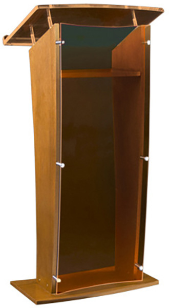 AmpliVox SN350026 Oak Wood & Smoked Acrylic Floor Lectern (27 Inch Wide)