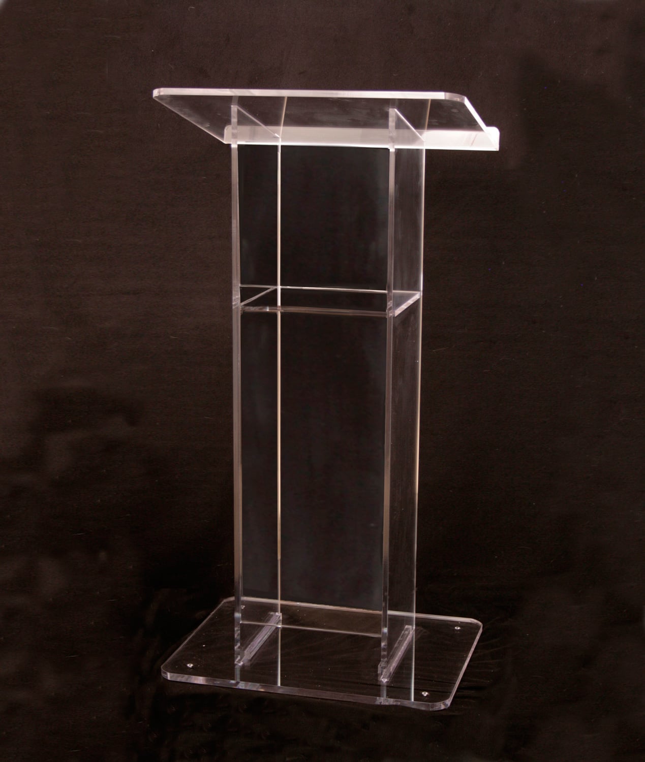 Amplivox SN354000 Clear Acrylic Floor Lectern H Style with Shelf