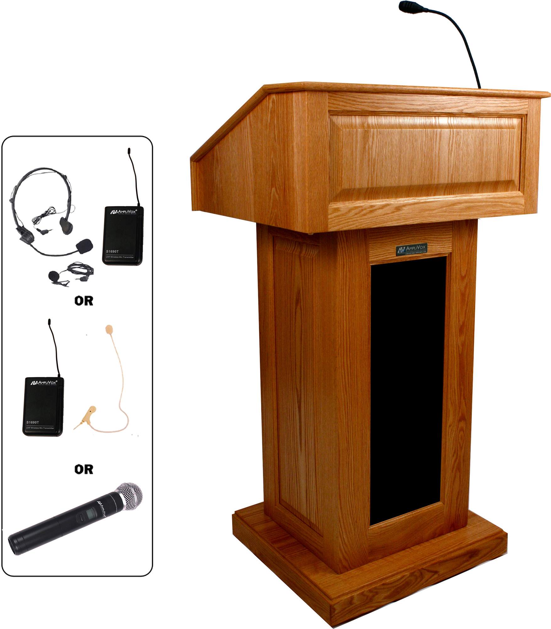 Amplivox SW3020-CH Victoria Lectern- Solid Wood -Wireless Sound ...