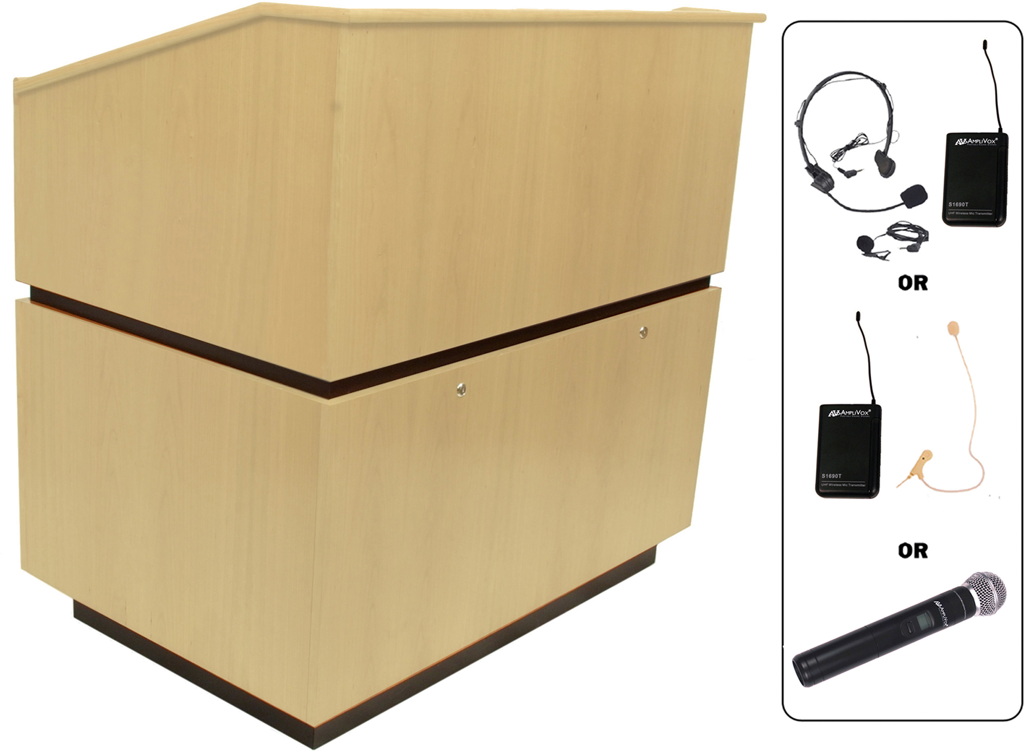 SW3030MP Coventry Lectern Maple - Wireless Handheld Mic