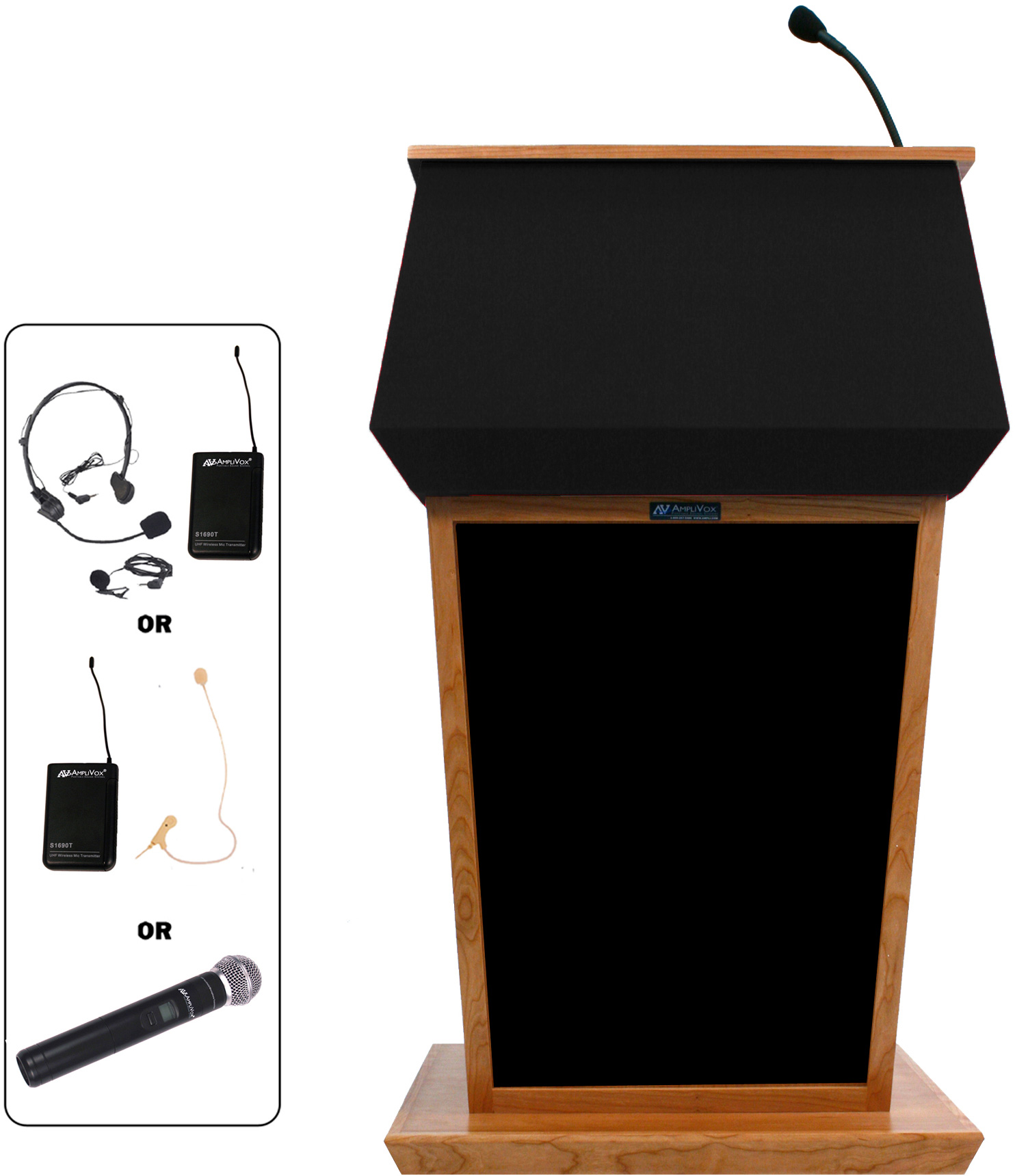 SW3040CH Patriot Lectern - Cherry - Wireless Handheld Mic