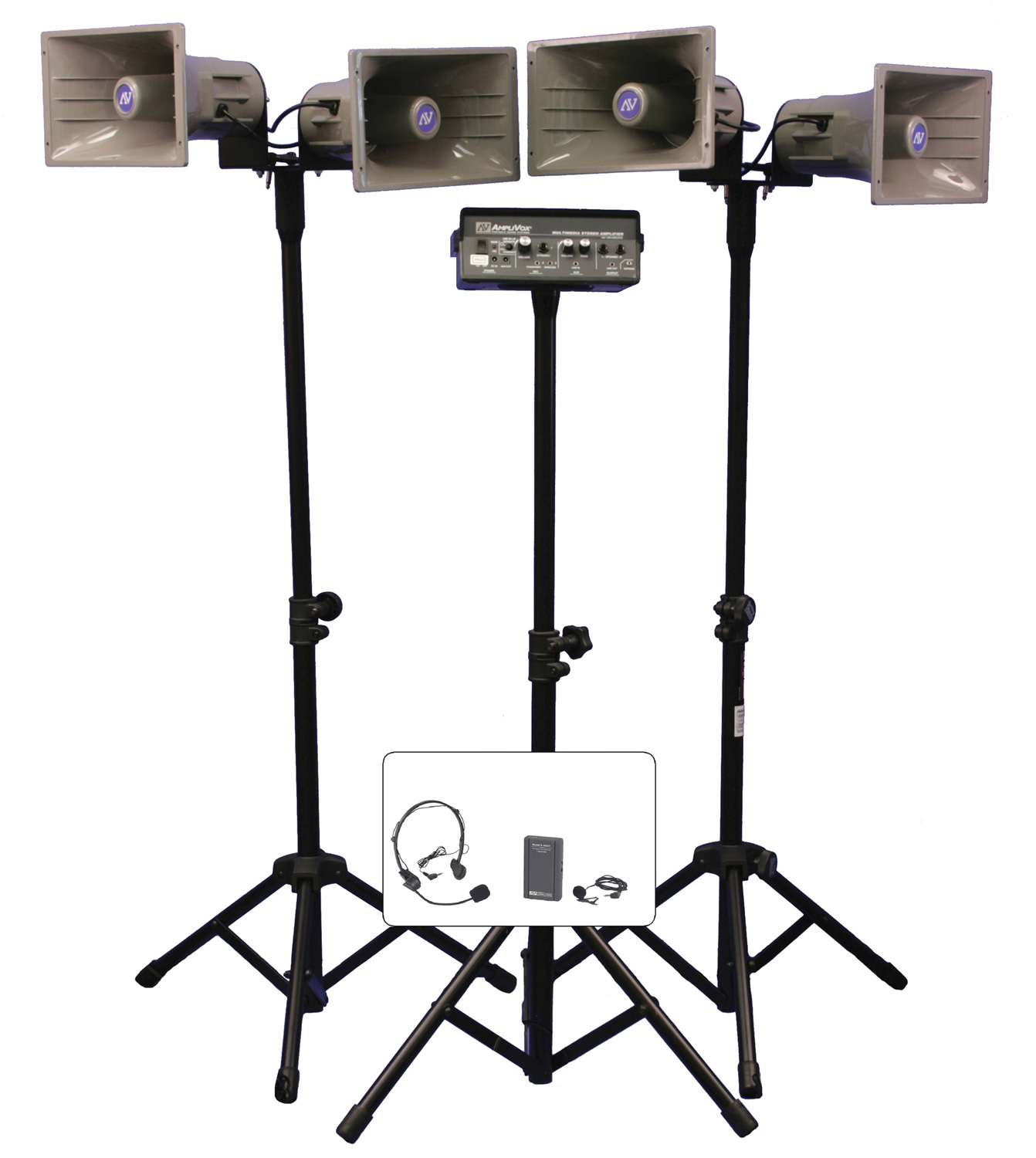 Amplivox SW660 Wireless Quad Horn Half-Mile Hailer Kit