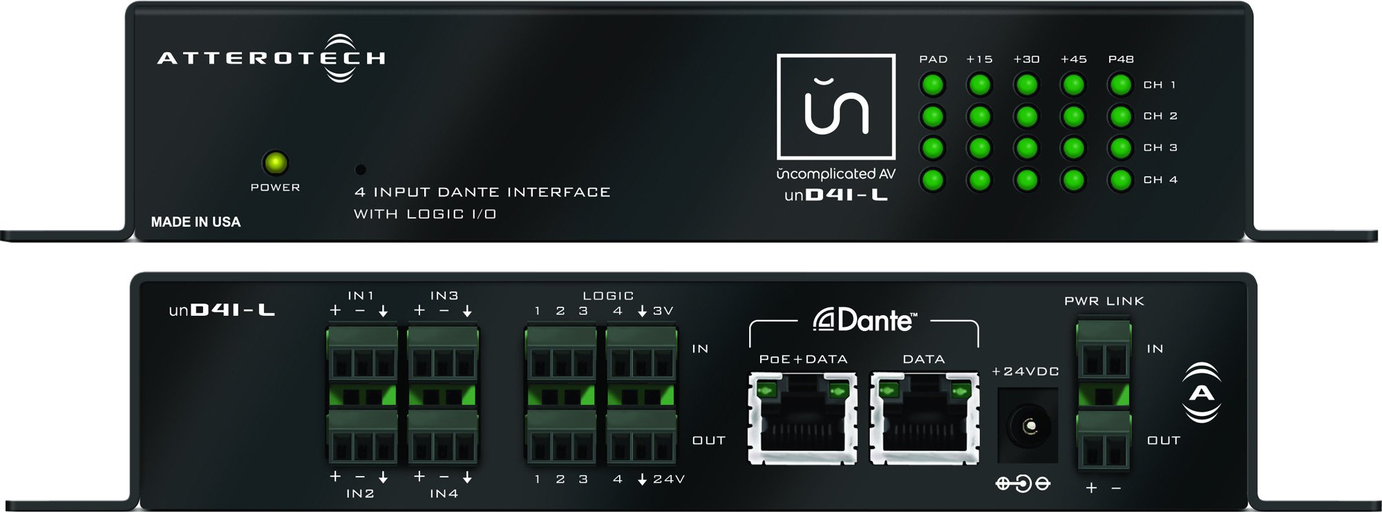 Attero Tech UND4I-L-U 4 Channel Mic/Line Input Interface with Logic I/O ...