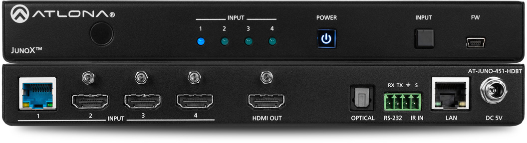 Atlona JUNO-451-HDBT 4K HDR Four-Input HDMI and HDBaseT Switcher - 4K ...