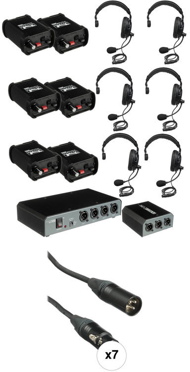 Portacom 2 Channel 6 Single Muff Headset Intercom System with Cables
