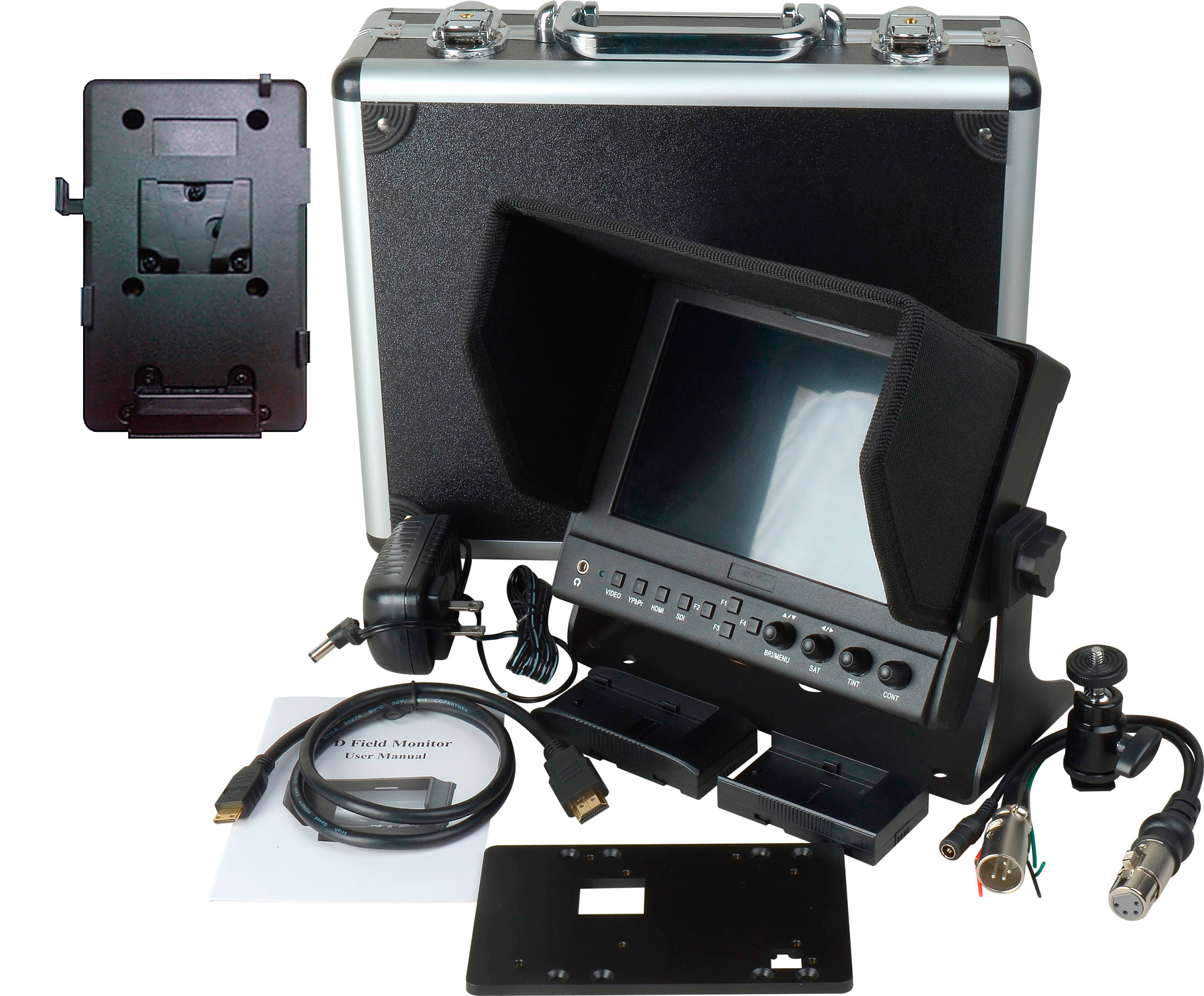 Delvcam 7 Inch Camera-Top Monitor w/ Video Waveform and V-Mount Battery ...