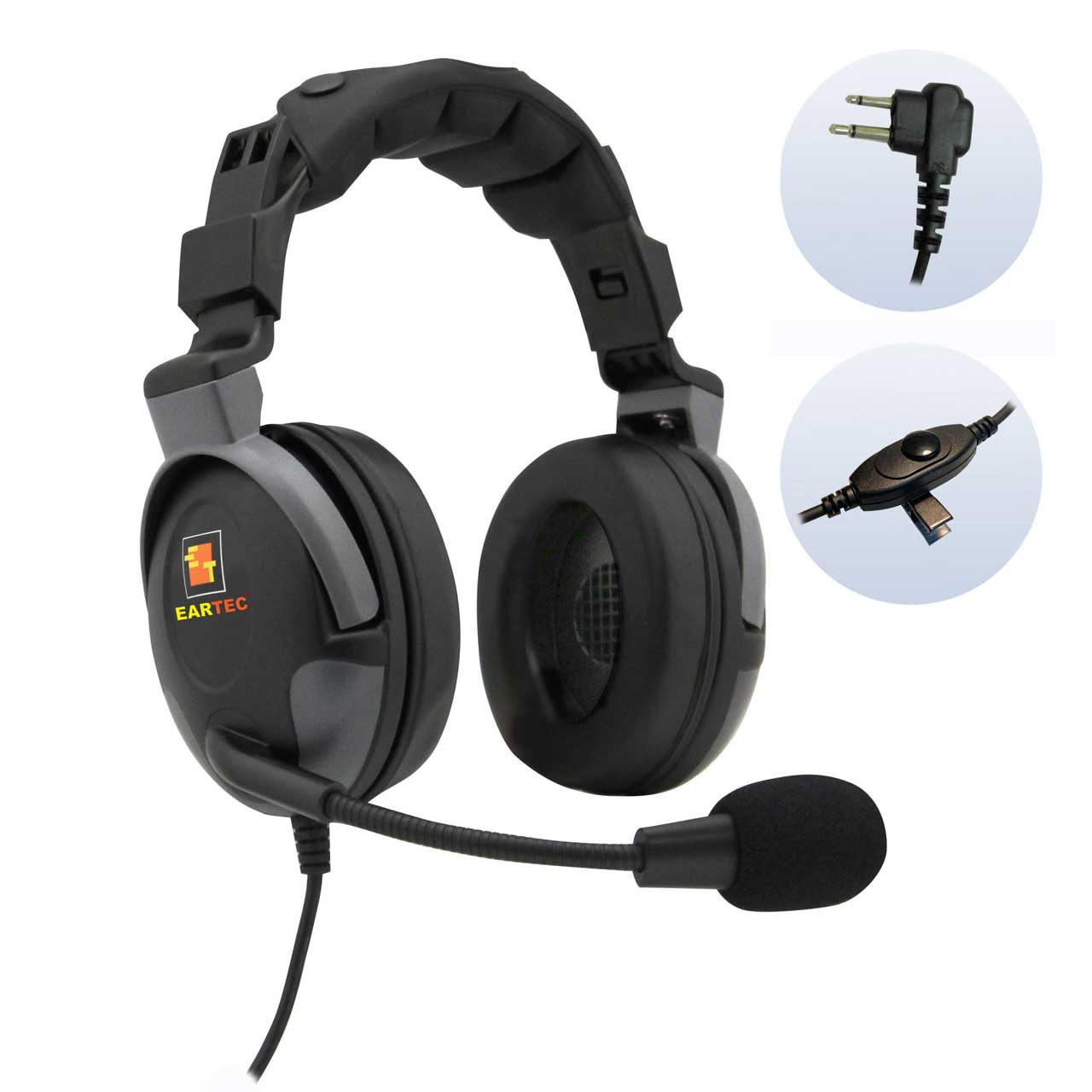 Eartec PDMOIL Proline Double-Ear Intercom Headset Inline Push-to-Talk ...