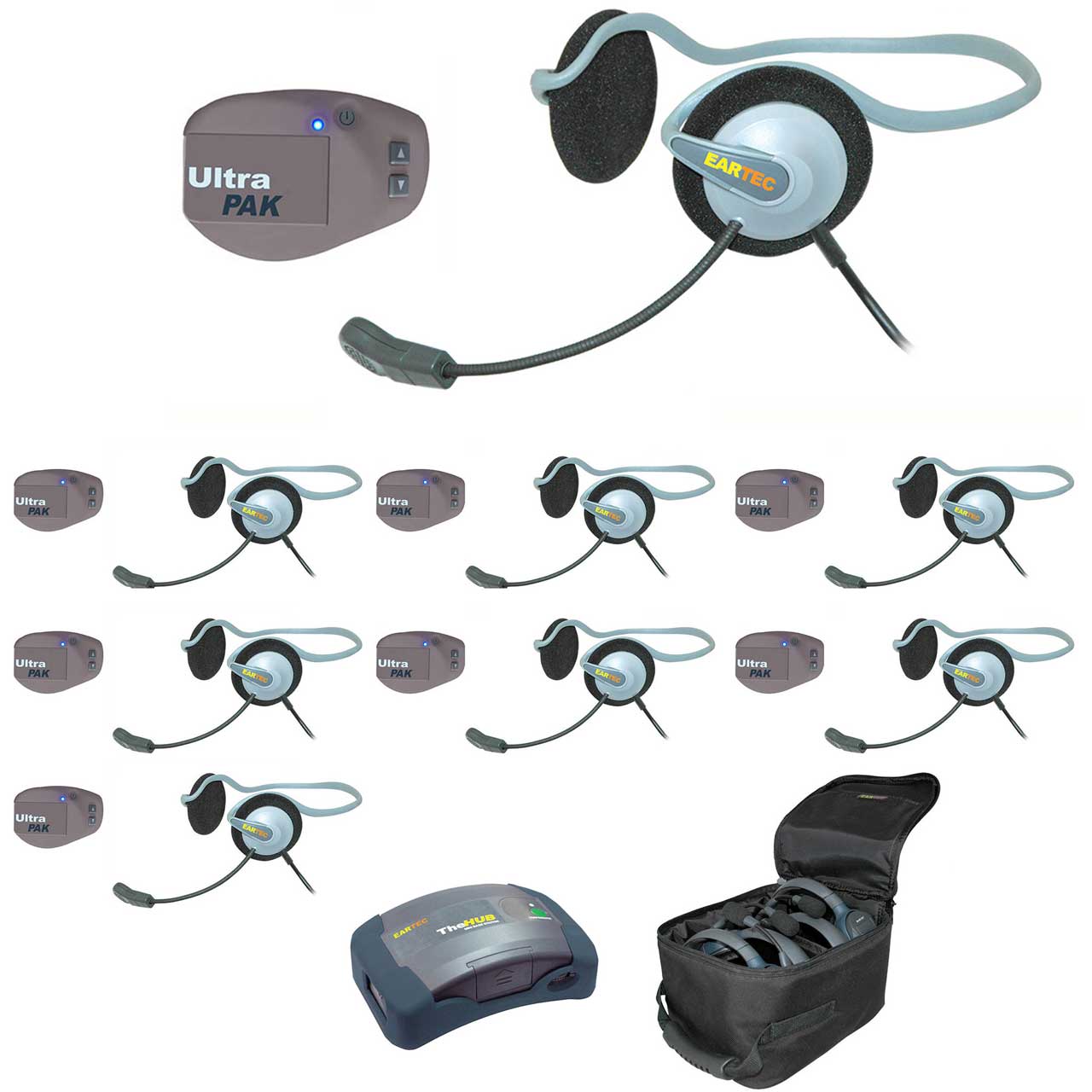 Eartec UPMON8 UltraPAK/HUB 8-PersonFull Duplex Wireless Intercom System ...