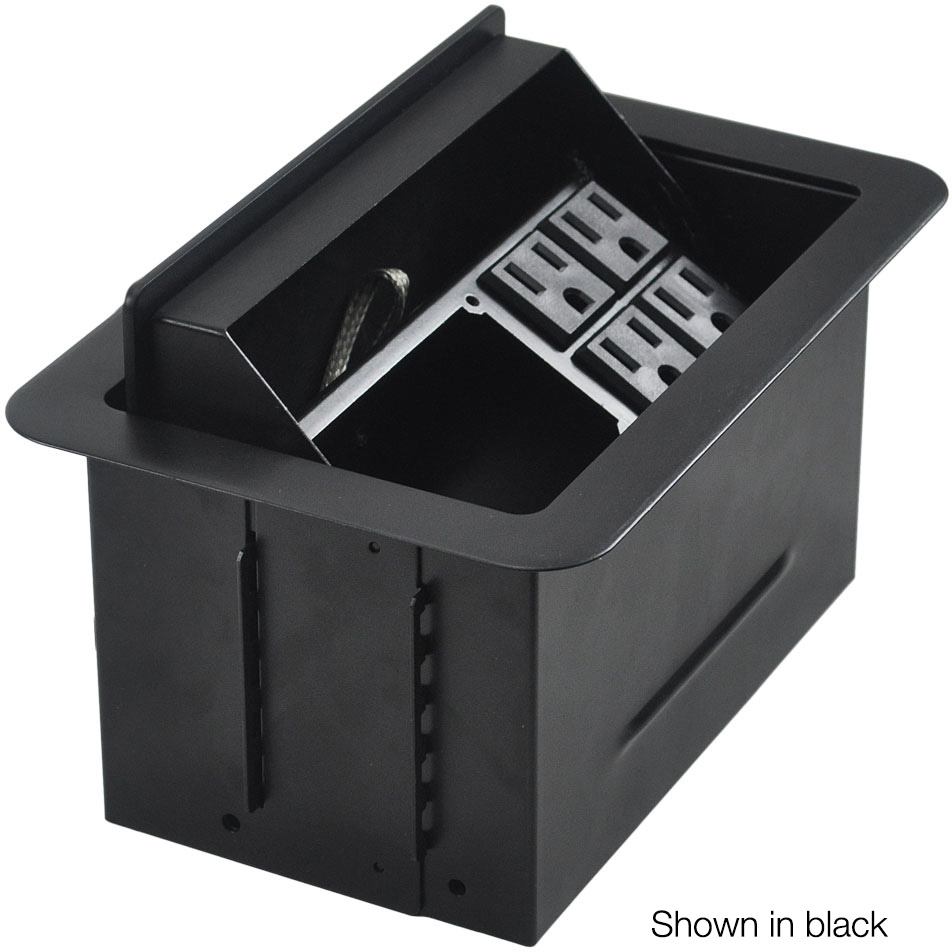 FSR T3U-3R-BRS Table Top Tilt Up Box with 4 AC Outlets - Brass Cover