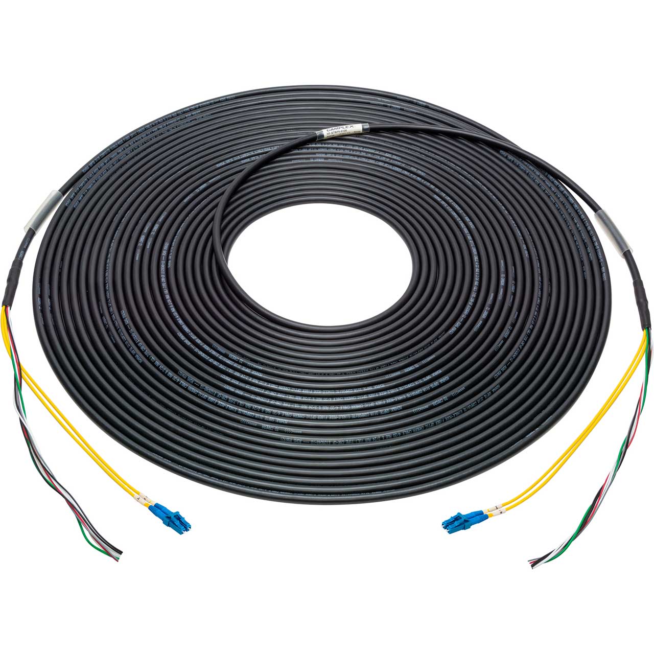 Camplex SMPTE Cable with Duplex LC Fiber and Blunt Power Leads - 750 Foot