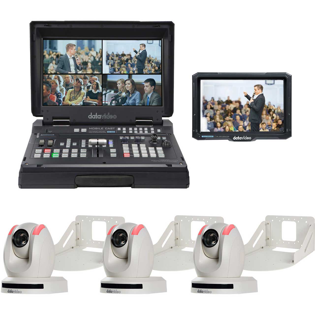 Datavideo 4-Ch HD/SD/HDBaseT Portable Video Streaming Studio Bundle w ...