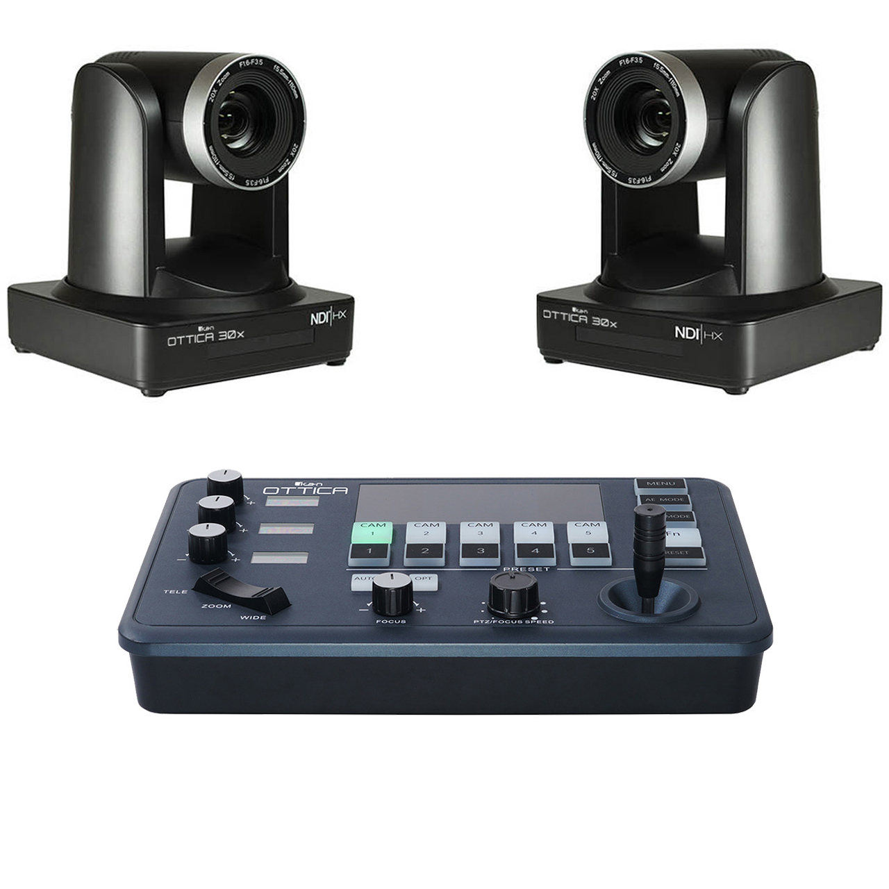 Ikan OTTICA30-2PTZ-1C-V2 OTTICA Bundle with Two NDI HX PTZ Cameras w ...