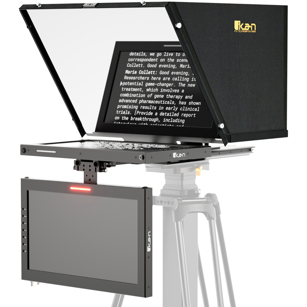 Ikan PT4500S-PTZ-TM 15 Inch PTZ Teleprompter V2 with Talent Monitor ...