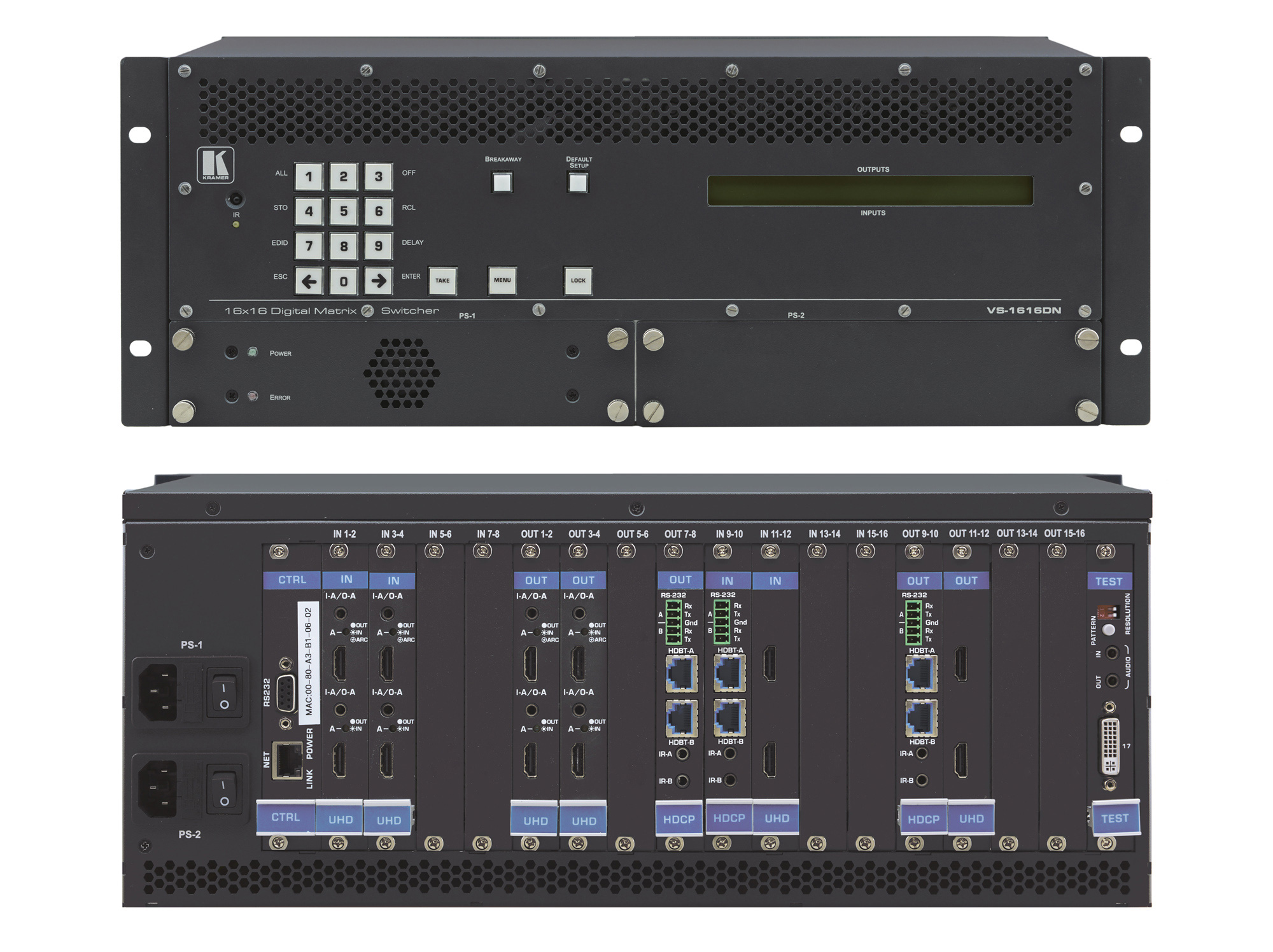 Kramer VS-1616DN 2x2 to 16x16 Modular 4K60 4:2:0 Multi-Format Digital ...