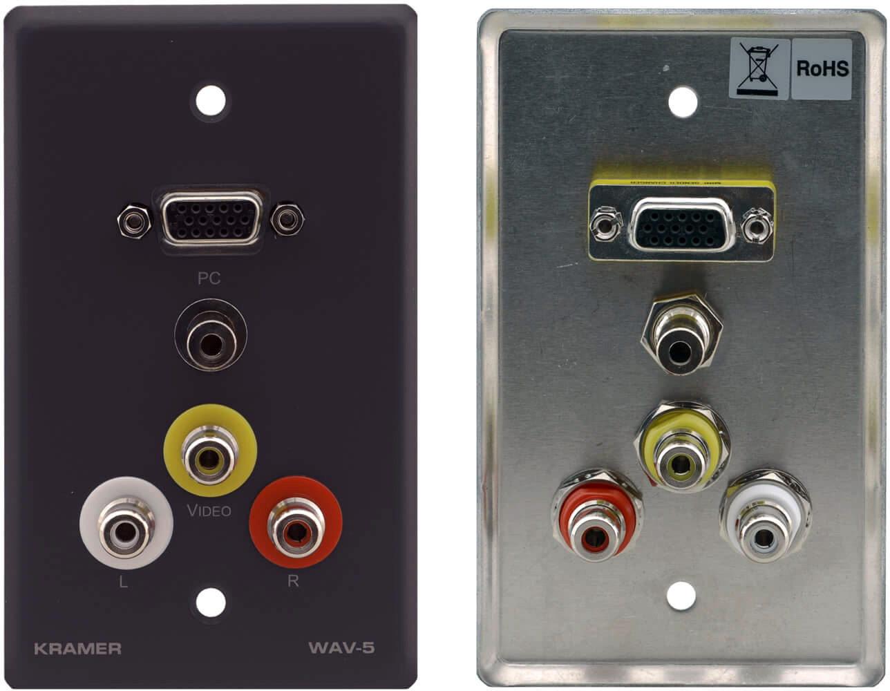 Kramer WAV-5(G) Passive Wall Plate - 15-pin HD - 3.5mm Stereo Audio and ...