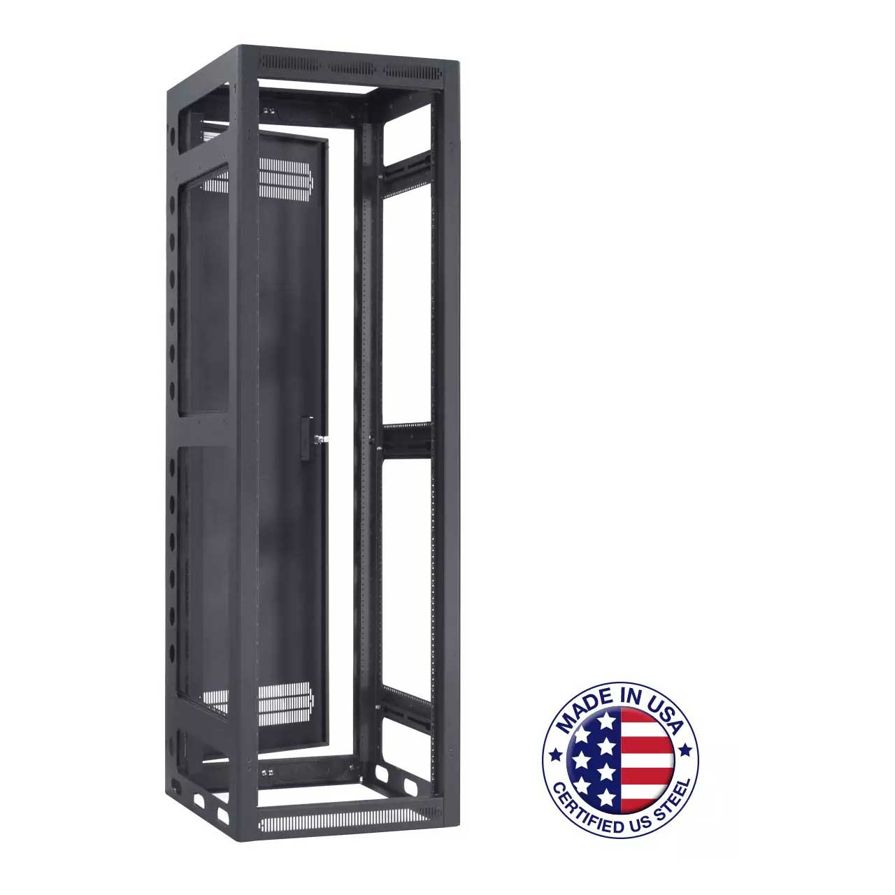 Lowell LGR-4022 40RU Gangable / Open-Frame Rack w/ Rear Door / 22 Inch Deep
