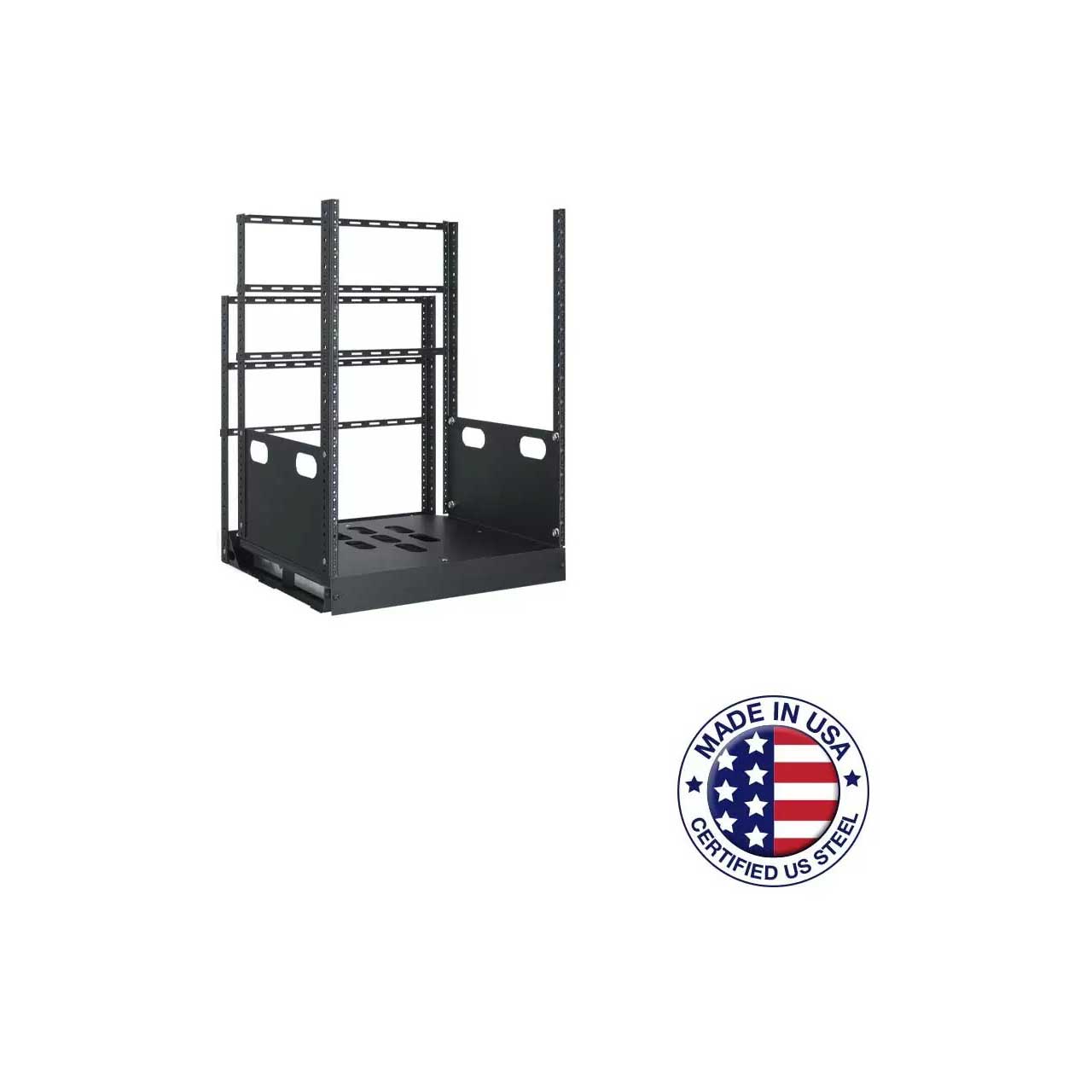 Lowell LPTR4-1419 14RU Pull & Turn Millwork Rack w/ Four Support Rails ...