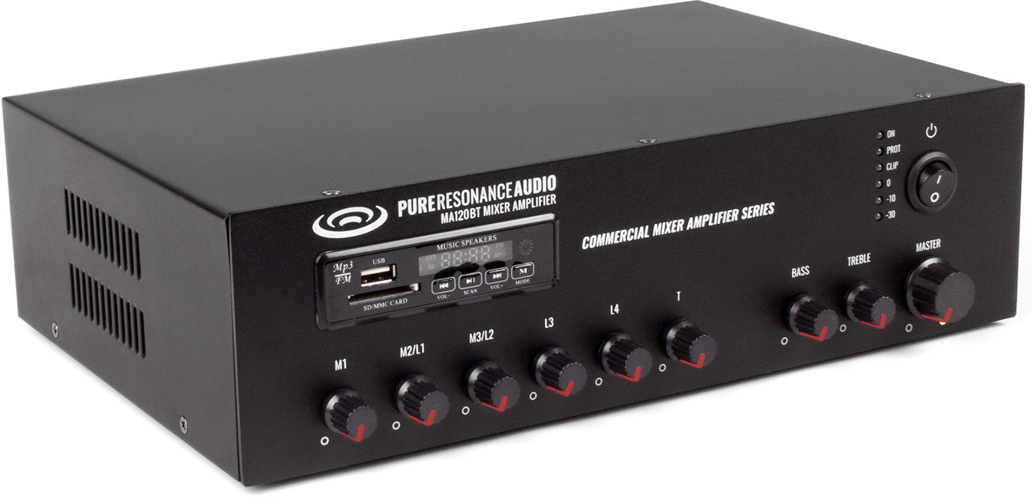 Pure Resonance Audio PRA-MA120BT 120 Watt 7 Channel Commercial Mixer ...