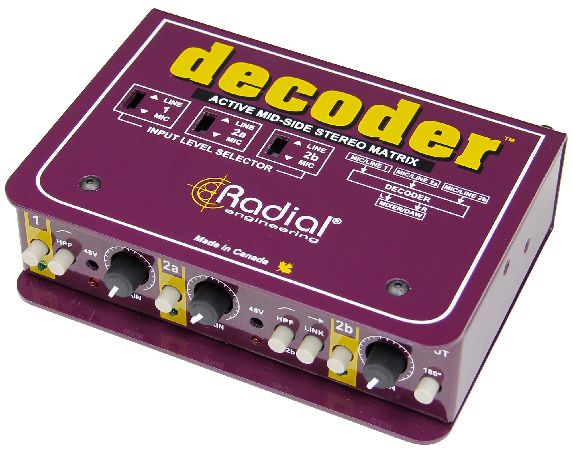 Radial Decoder Mid/Side Sum and Difference Matrix with 3 Channel Mic Preamp
