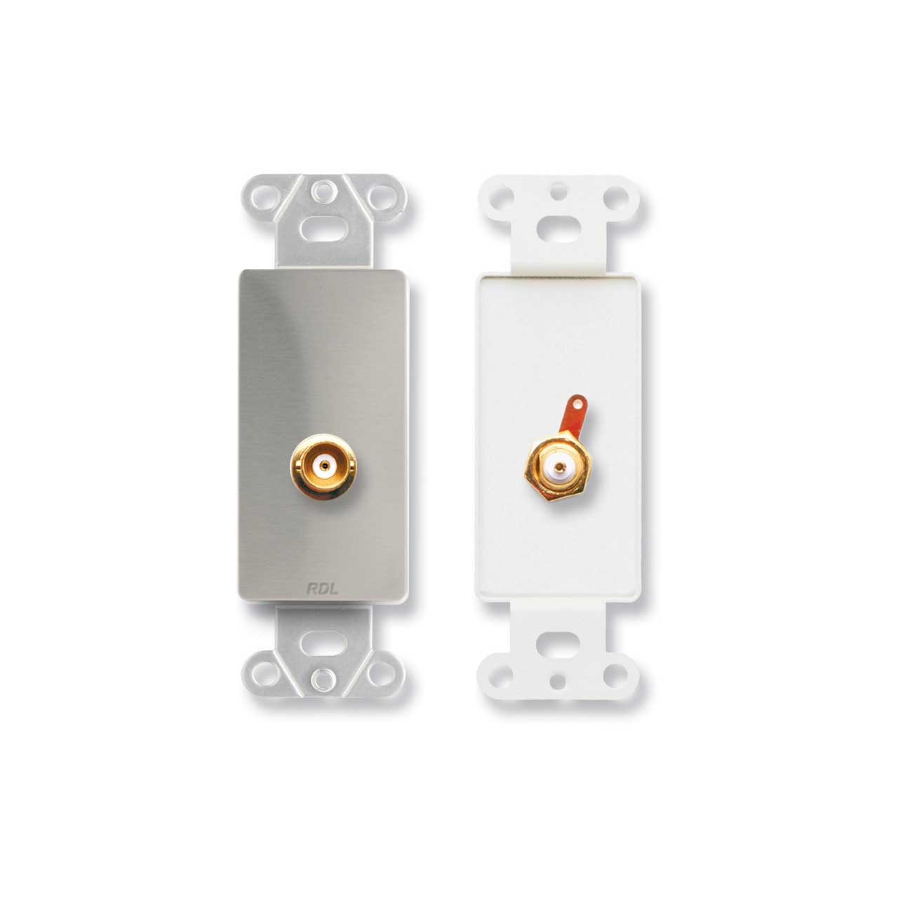 RDL DS-BNC BNC Jack on Decora Wall Plate - Solder type - Stainless steel