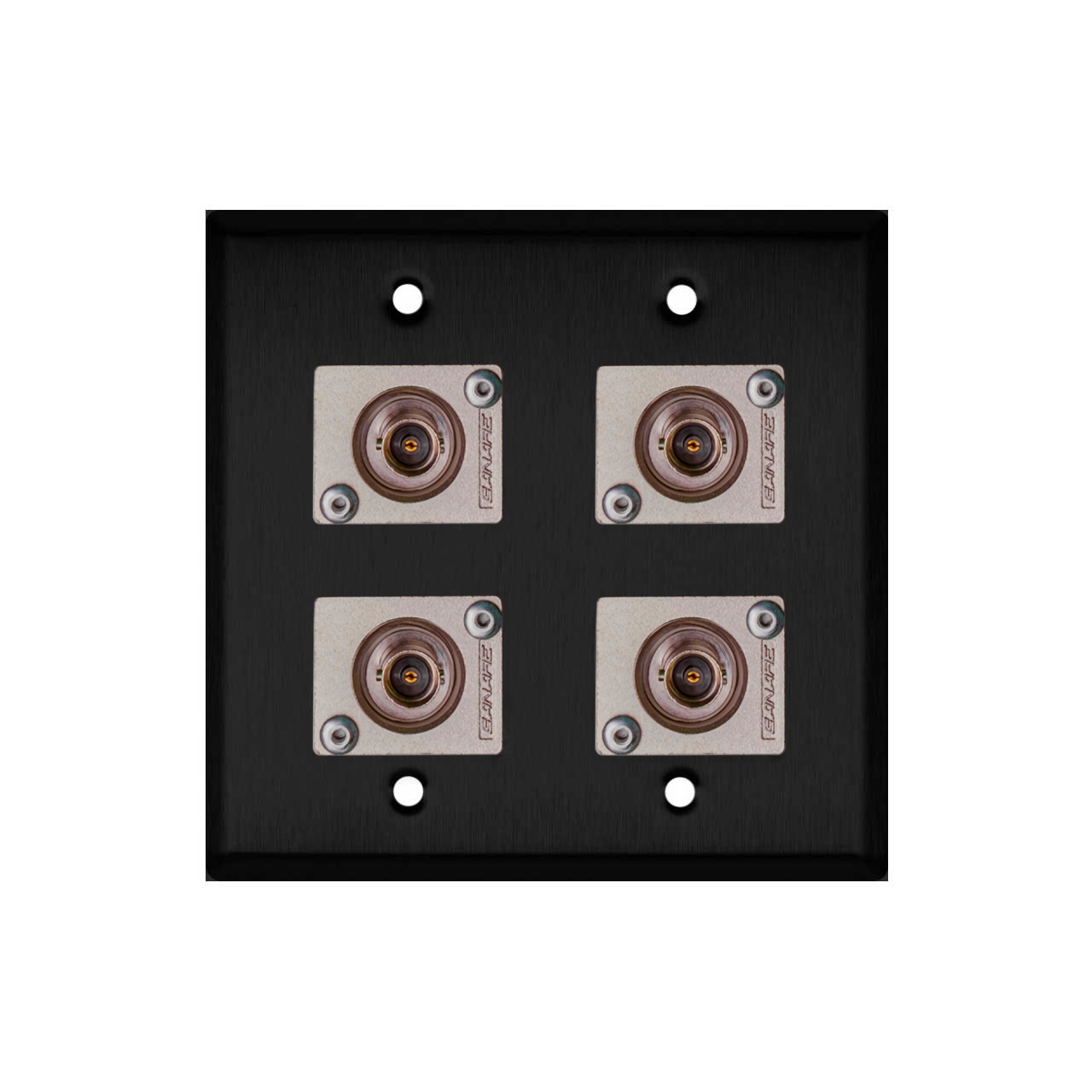 My Custom Shop WPBA-2108 2-Gang Black Anodized Wall Plate w/ 4 Canare ...