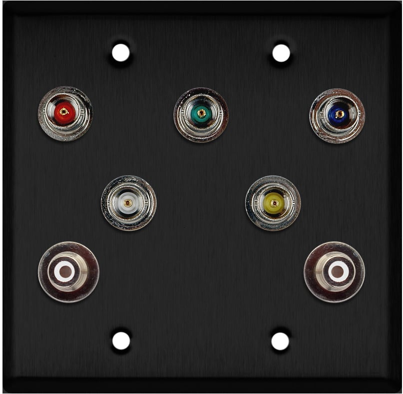 My Custom Shop 2-Gang Black Anodized Wall Plate w/ 5 BNC RGBHV Barrels ...