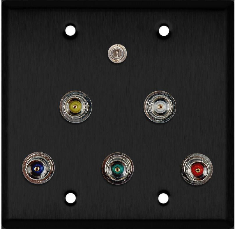 My Custom Shop 2-Gang Black Anodized Wall Plate w/ 5 BNC RGBHV Barrels ...