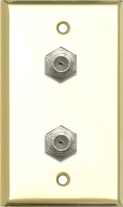 My Custom Shop 1-Gang Brass Wall Plate w/ 2 Coax F Connector Feed-Thru ...
