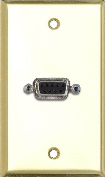My Custom Shop 1-Gang Brass Wall Plate w/ 1 9-Pin D-Sub Rear Solder ...