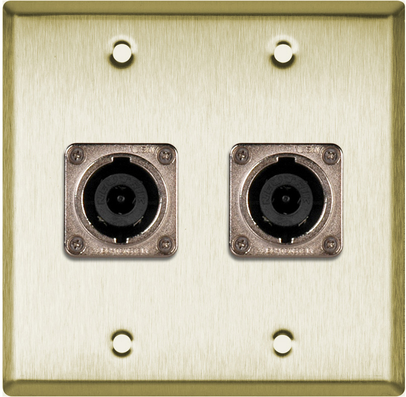 My Custom Shop 2-Gang Brass Wall Plate w/ 2 Neutrik NL8MPR 8 Pole ...