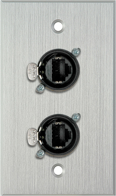 My Custom Shop 1-Gang Clear Anodized Wall Plate w/ 2 Neutrik RJ45 To ...