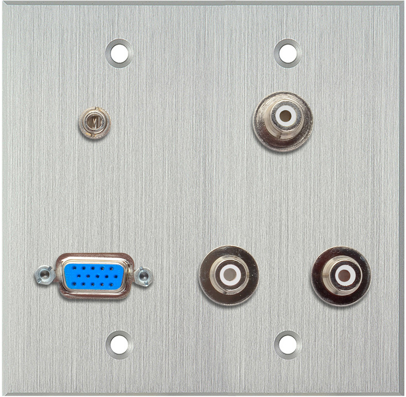 My Custom Shop 2-Gang Clear Anodized Wall Plate w/ 1-HD15F/3-RCA ...