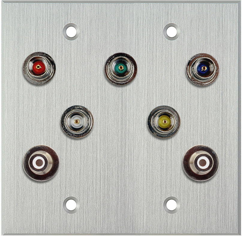 My Custom Shop 2-Gang Clear Anodized Wall Plate w/ 5 BNC RGBHV Barrels ...