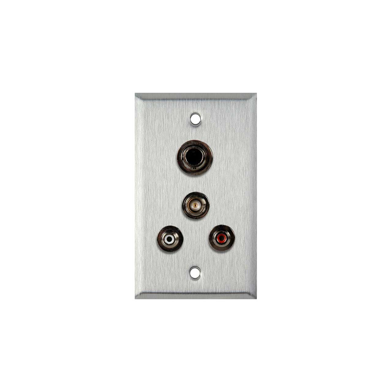 My Custom Shop 1-Gang Stainless Steel Wall Plate w/ 2-RCA Barrels/1-BNC ...